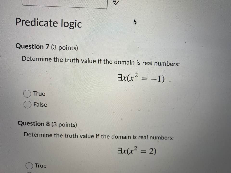 Solved Predicate logic Question 7 (3 points) Determine the | Chegg.com