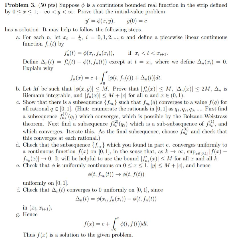Solved Problem 3. (50 pts) Suppose o is a continuous bounded | Chegg.com