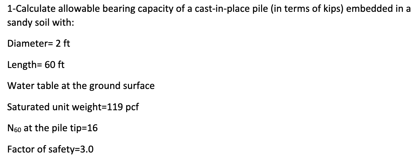 Solved Calculate allowable bearing capacity of a | Chegg.com