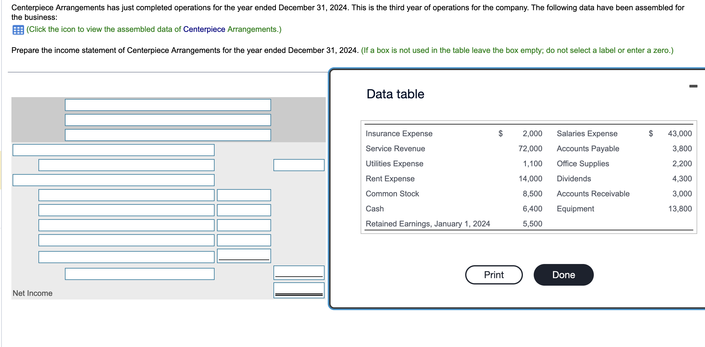 Solved the business:(Click the icon to view the assembled | Chegg.com
