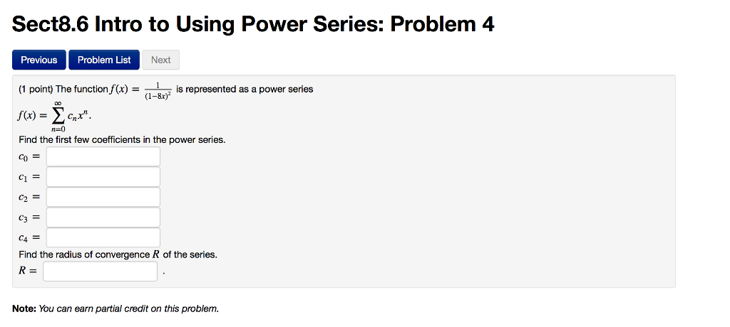 Solved Sect8.6 Intro to Using Power Series: Problem 4 | Chegg.com