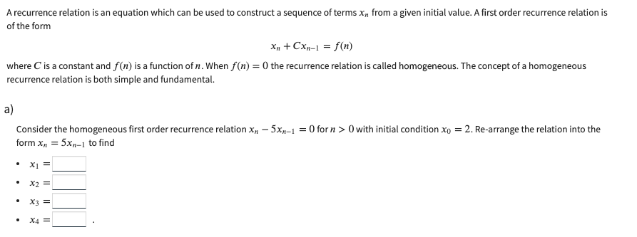 Solved A Recurrence Relation Is An Equation Which Can Be