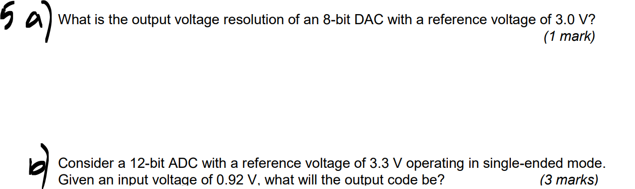 Solved 5 a) what is the output voltage resolution of an | Chegg.com