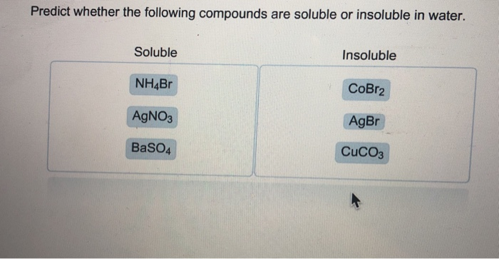 Solved Predict whether the following compounds are soluble | Chegg.com