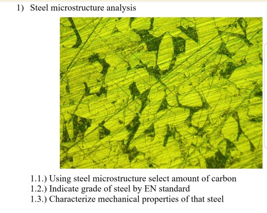 Solved 1) Steel microstructure analysis 1.1.) Using steel | Chegg.com
