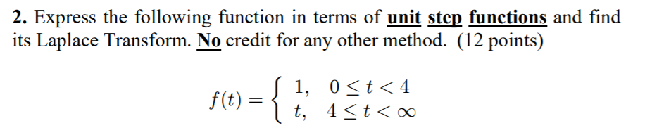 Solved 2. Express the following function in terms of unit | Chegg.com