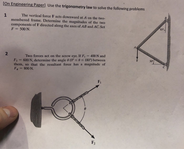 Solved On Engineering Paper] Use the trigonometry law to | Chegg.com