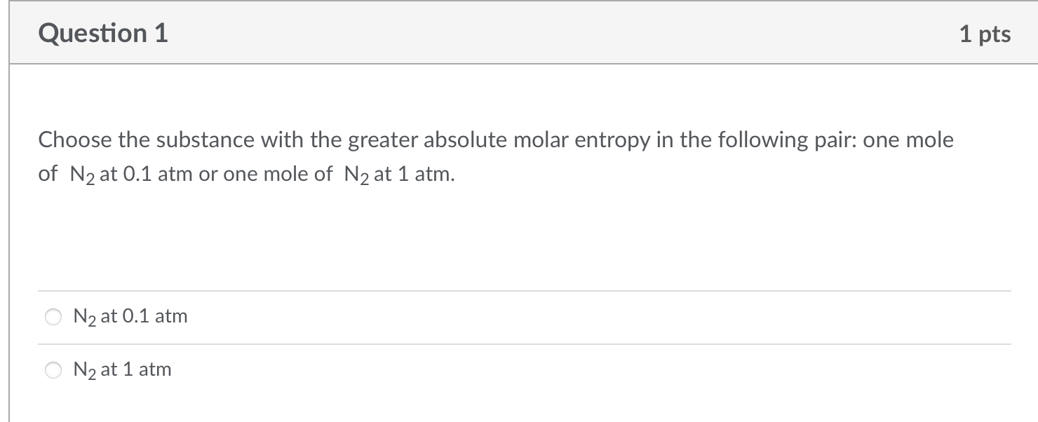 Solved Choose the substance with the greater absolute molar | Chegg.com
