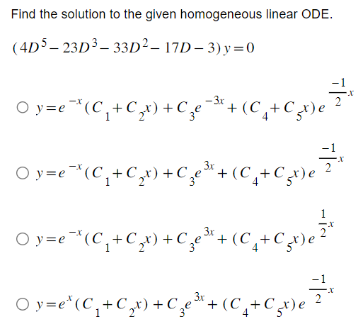 Solved Find the solution to the given homogeneous linear | Chegg.com