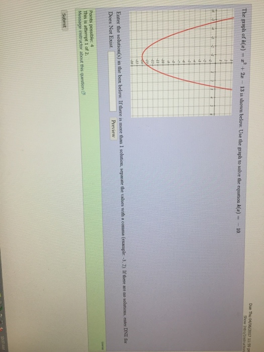 Solved The graph of k(x) = x^2 + 2x - 13 is shown below. Use | Chegg.com