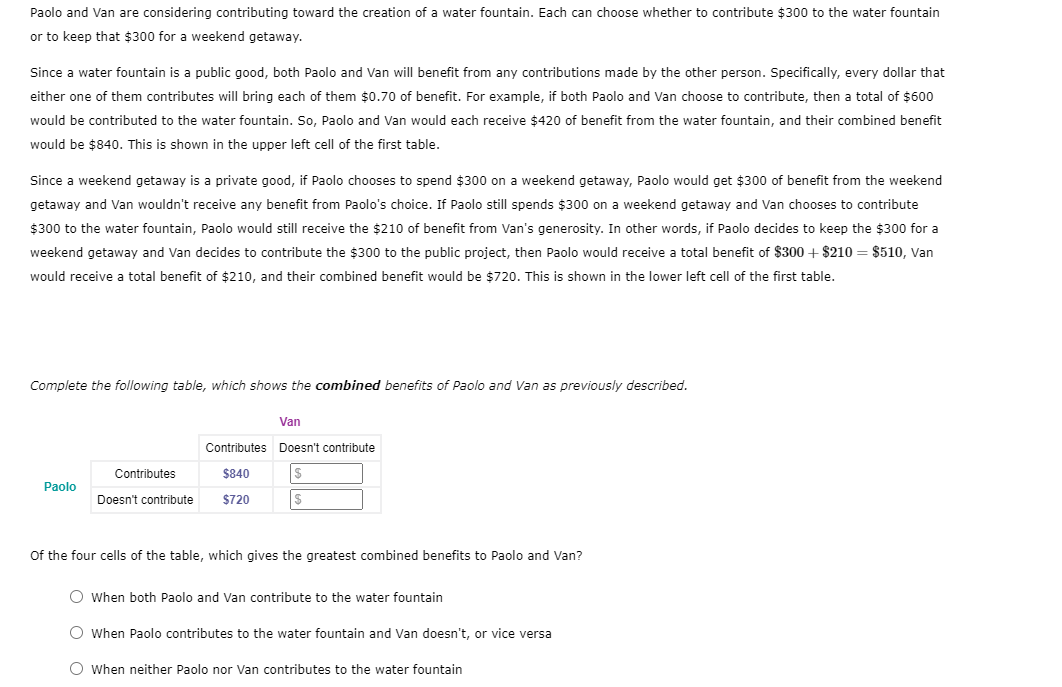 Solved Paolo and Van are considering contributing toward the | Chegg.com