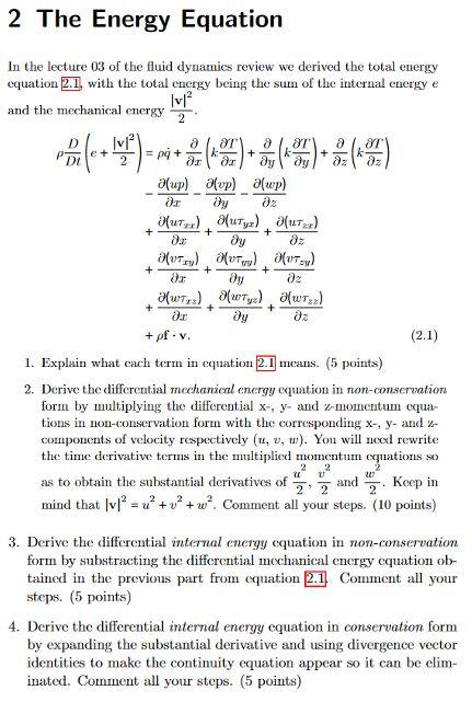 Solved In the lecture 03 of the fluid dynamics review we | Chegg.com