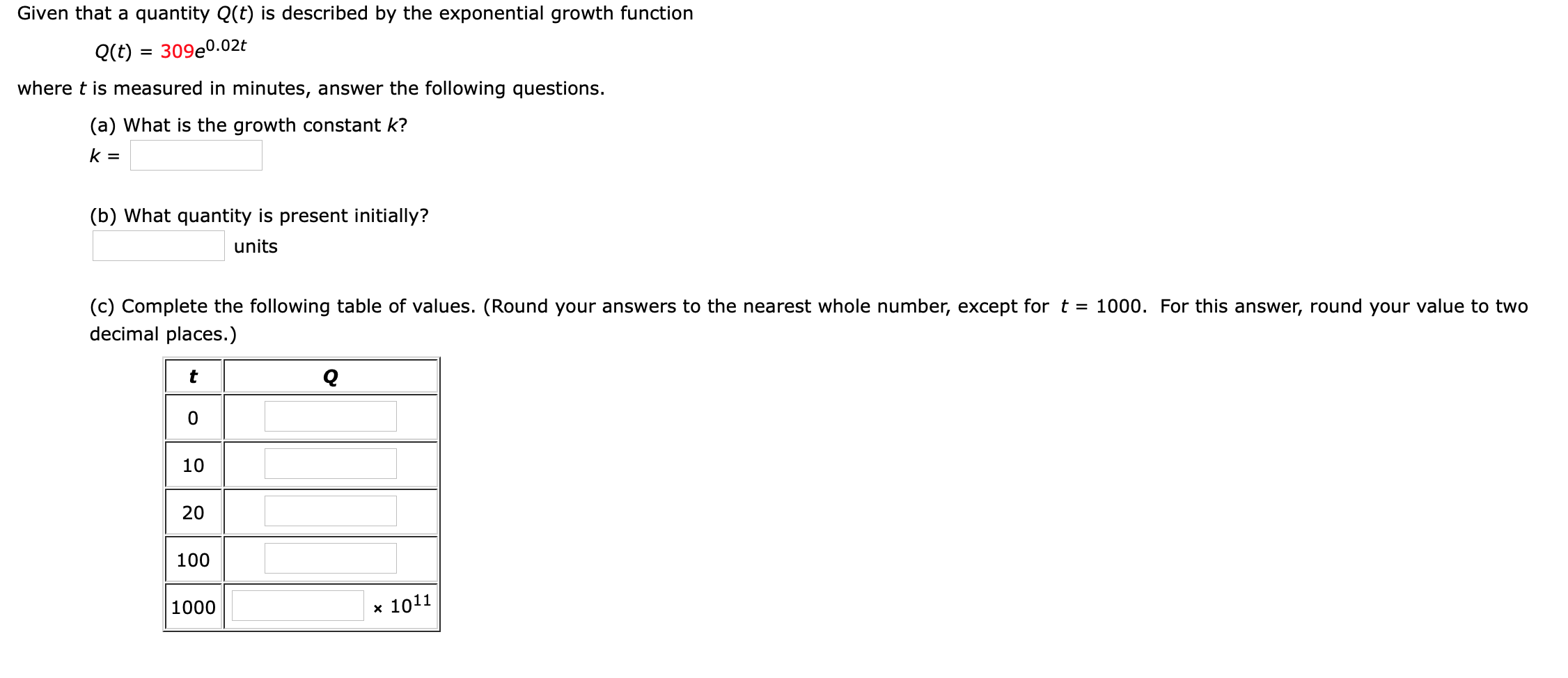 Solved Given that a quantity Q(t) is described by the | Chegg.com