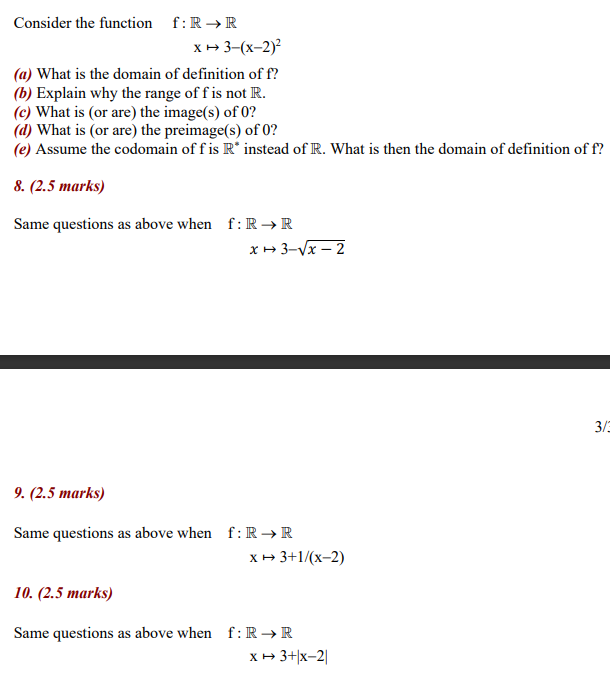 Solved x↦3−(x−2)2 (a) What is the domain of definition of f | Chegg.com
