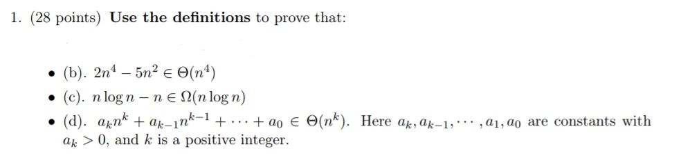 Solved 1. (28 points) Use the definitions to prove that: . | Chegg.com