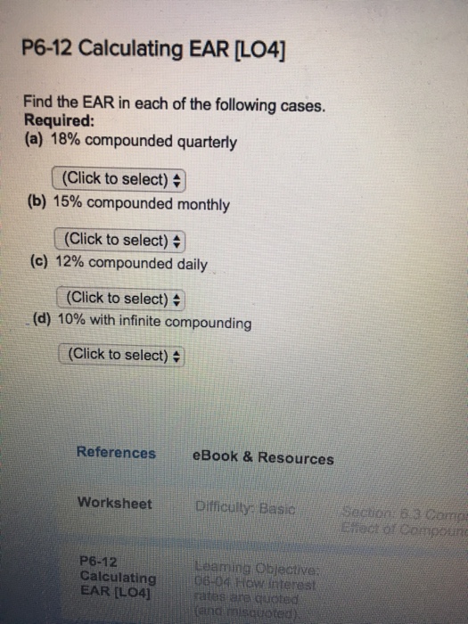 Solved Find the EAR in each of the following cases. | Chegg.com