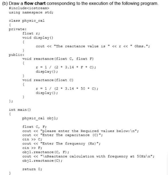 Solved (b) Draw a flow chart corresponding to the execution | Chegg.com