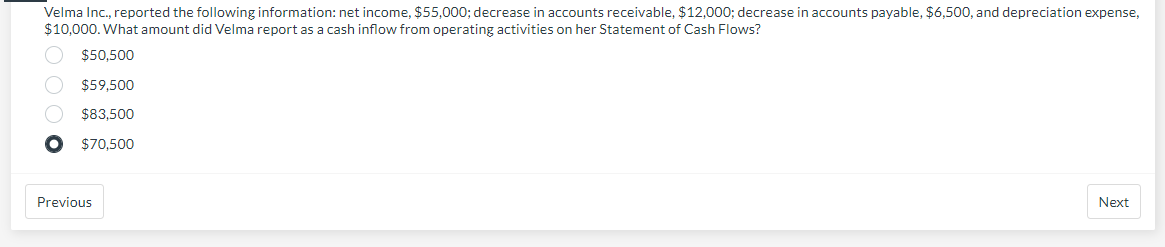 Solved Velma Inc., reported the following information: net | Chegg.com