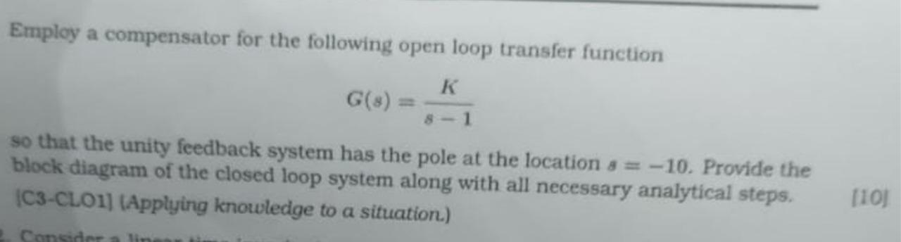 Solved Employ a compensator for the following open loop | Chegg.com