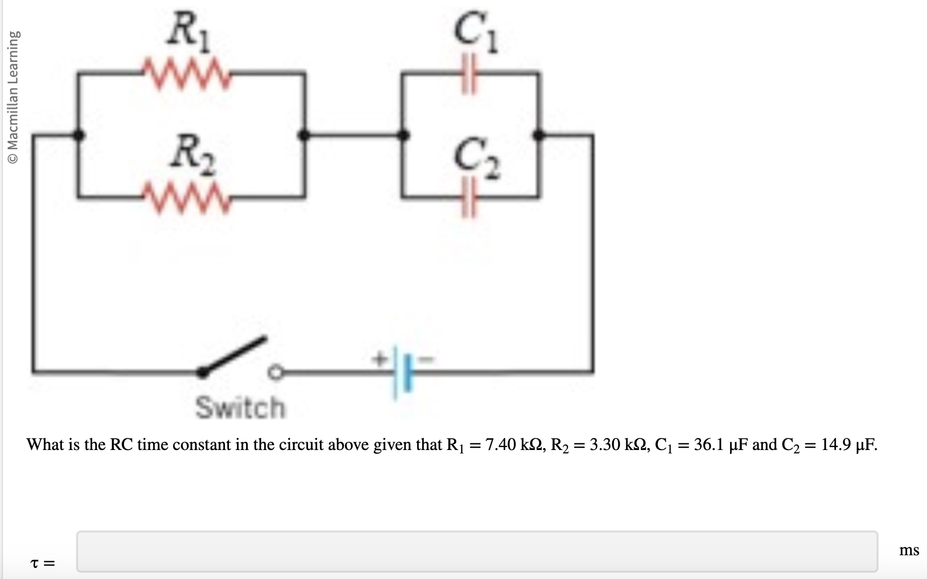 Solved What is the RC time constant in the circuit above | Chegg.com