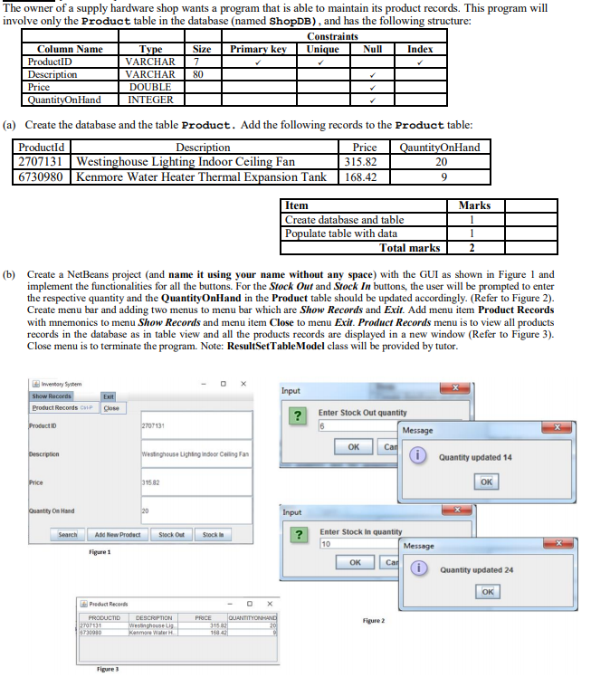 Subject : Java GUI and Web Application | Chegg.com