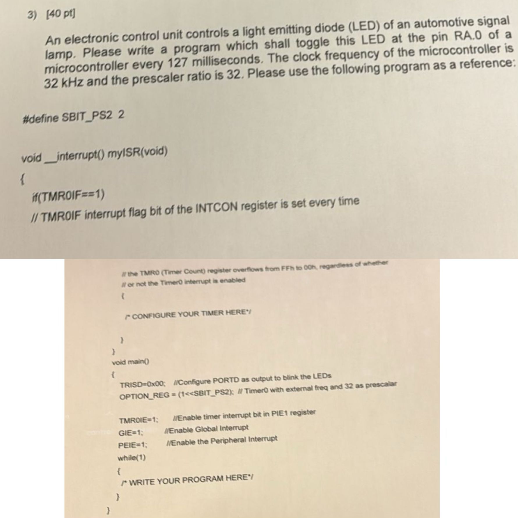Solved An electronic control unit controls a light emitting | Chegg.com