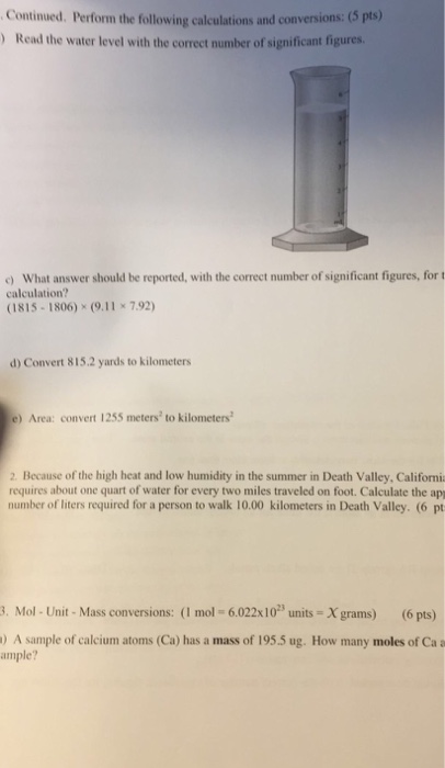Solved Perform the following calculations and conversions: | Chegg.com