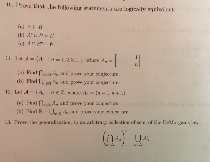 Solved 10. Prove that the following statements are logically | Chegg.com