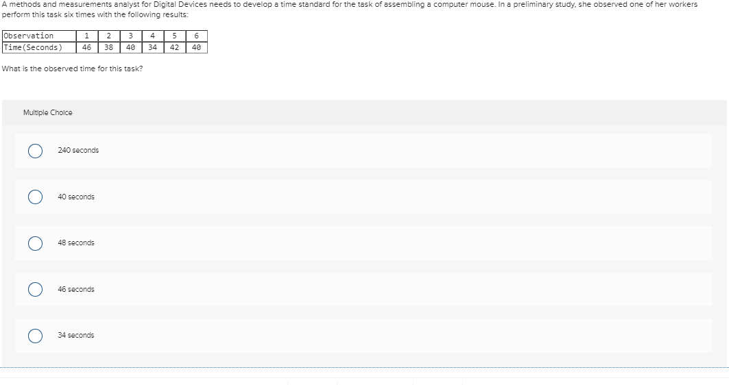 Solved A methods and measurements analyst for Digital | Chegg.com