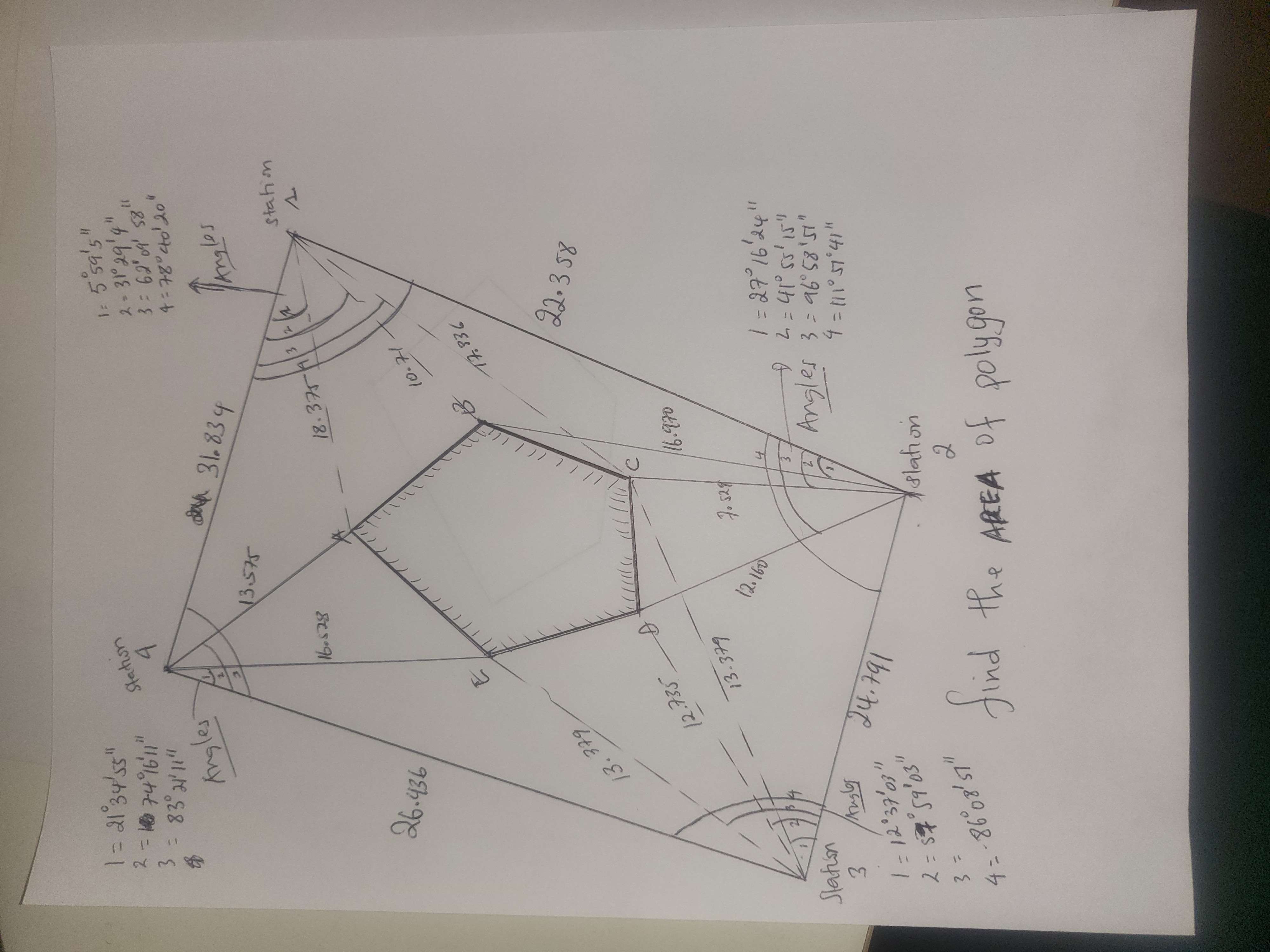 Solved 4=86∘08′′ find the AREA of polygon | Chegg.com
