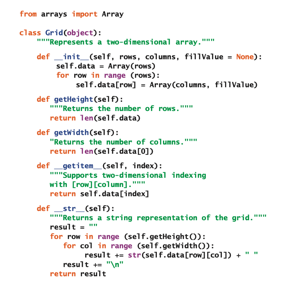 Solved rom arrays import Array Tass Grid(object): "" | Chegg.com