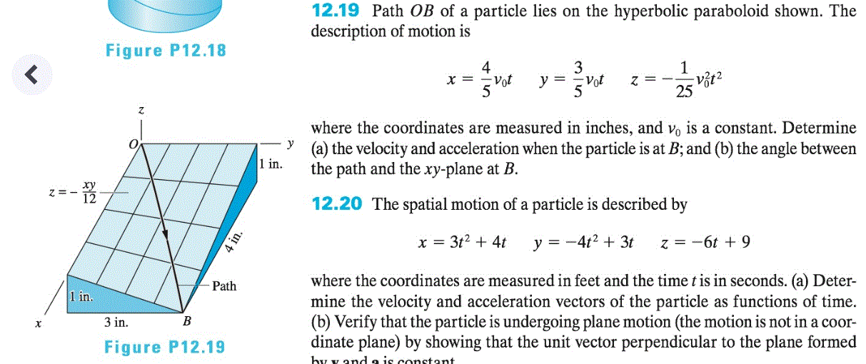 Solved 12.19 Path OB of a particle lies on the hyperbolic | Chegg.com