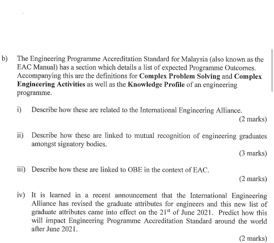 The Engineering Programme Accreditation Standard for | Chegg.com