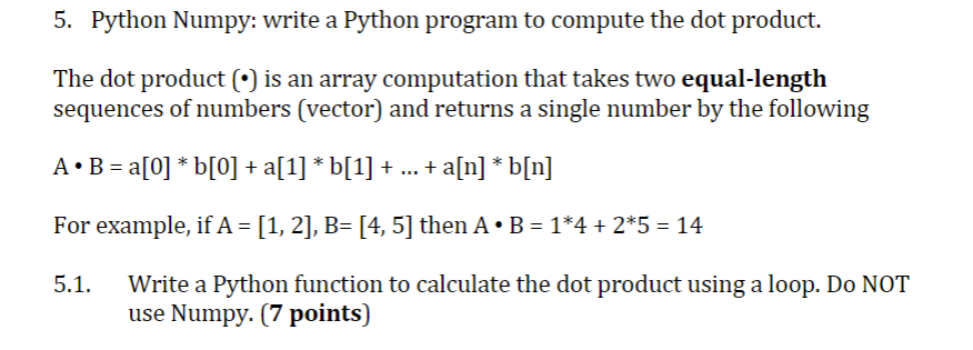 5 Python Numpy Write A Python Program To Compute