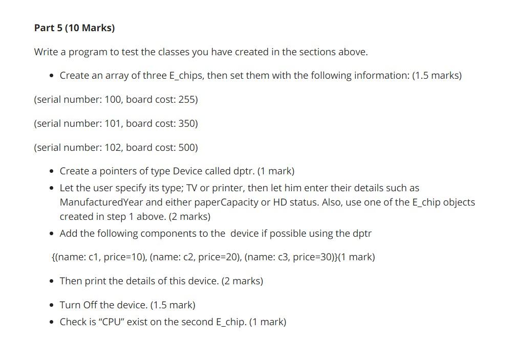 Solved Data Members: (2 marks) • serial Number: An integer | Chegg.com