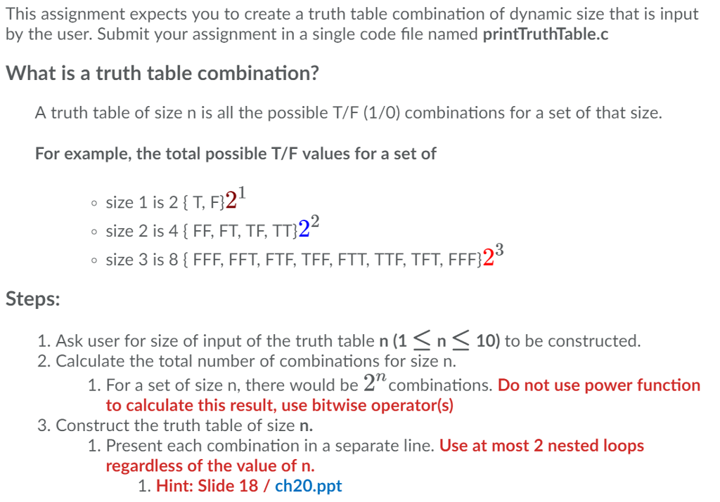Solved This assignment expects you to create a truth table | Chegg.com