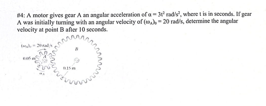 Solved \#4: A motor gives gear A an angular acceleration of | Chegg.com