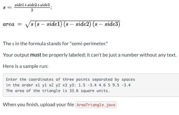 Solved 1. Geometry: area of a triangle (This is for | Chegg.com