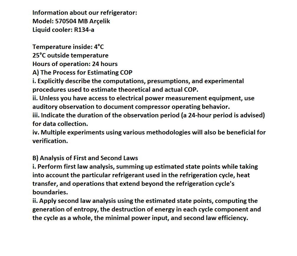 Solved Information about our refrigerator:Model: 570504 ﻿MB | Chegg.com