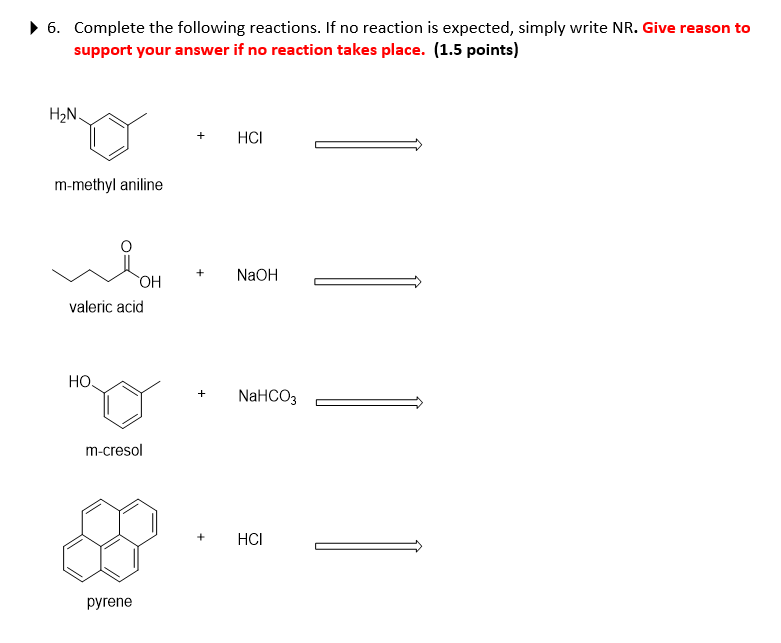 Solved Complete the following reactions. If no reaction is | Chegg.com