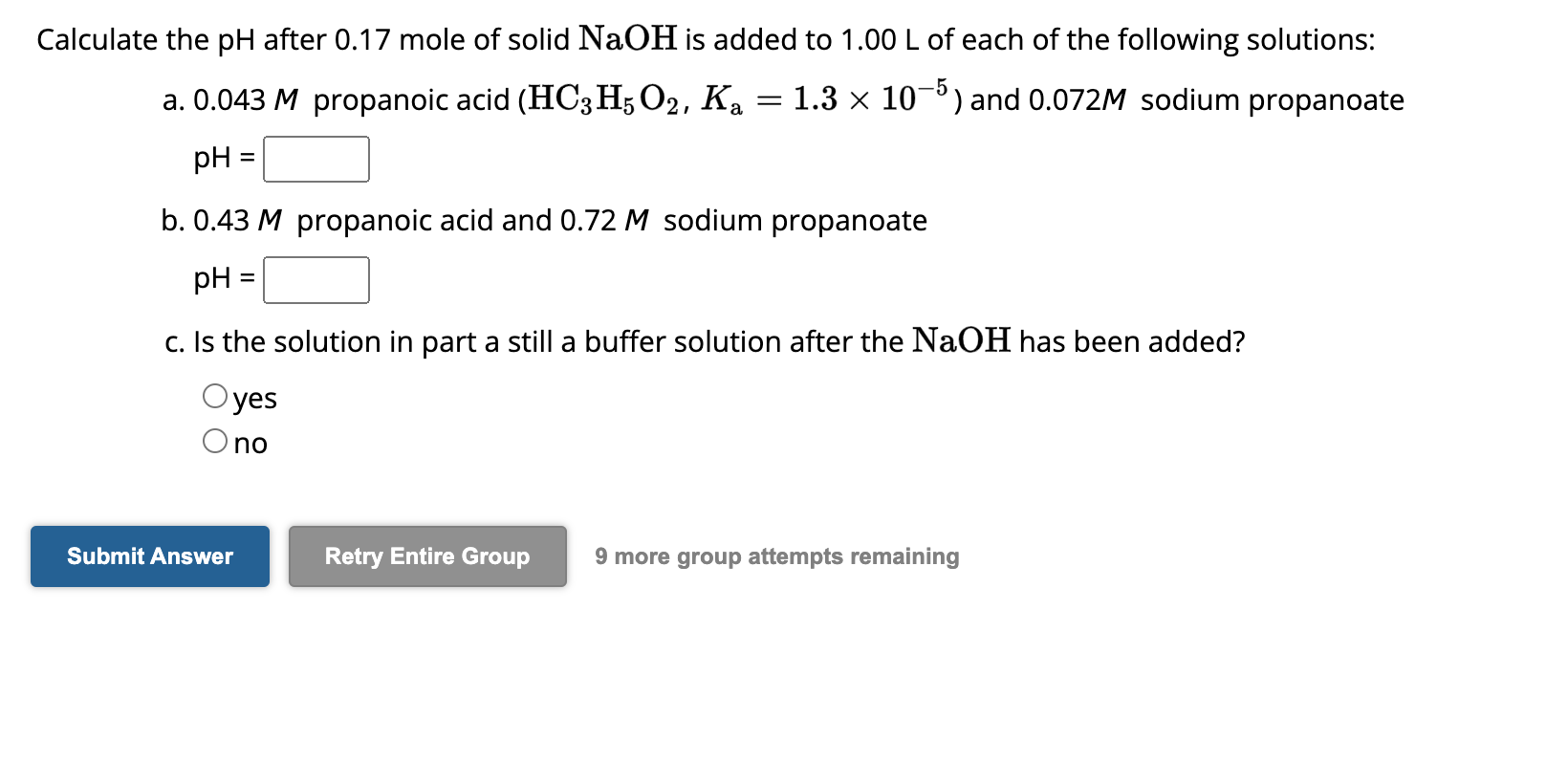 Solved Calculate the pH after 0.17 mole of solid NaOH is | Chegg.com