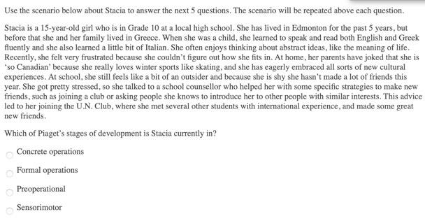 Solved Use the scenario below about Stacia to answer the | Chegg.com