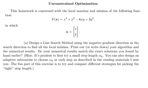 (a) Design a Line Search Method using the negative | Chegg.com