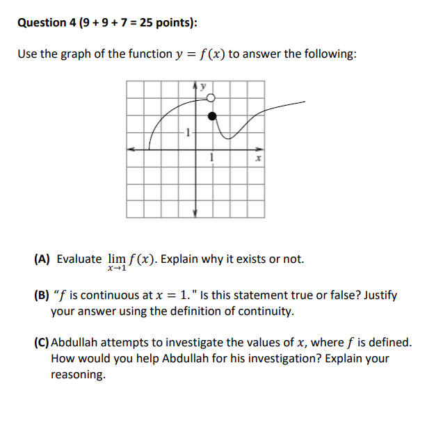 Solved Question 4 (9 + 9 + 7 = 25 points): Use the graph of | Chegg.com