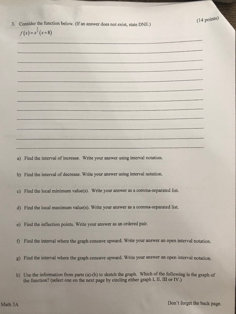 Solved (14 points) 3. Consider the function below. (If an | Chegg.com
