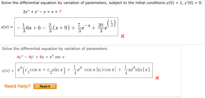 Solved Solve the differential equation by variation of | Chegg.com
