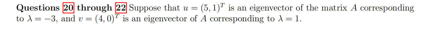 Solved Questions 20 through 22 Suppose that \\( u=(5,1)^{T} | Chegg.com