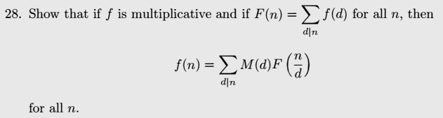Solved 28. Show that if f is multiplicative and if F(n) = | Chegg.com