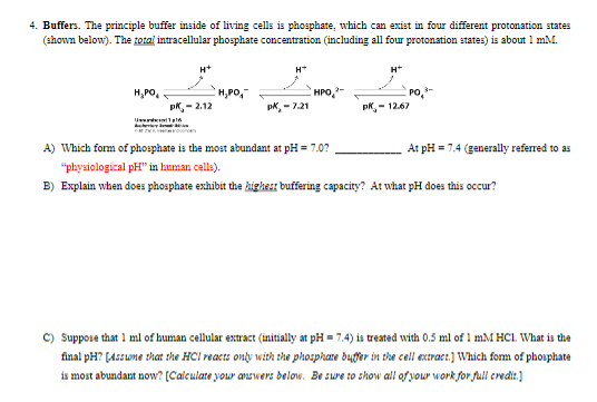 Solved 4. Buffers. The principle buffer inside of living | Chegg.com