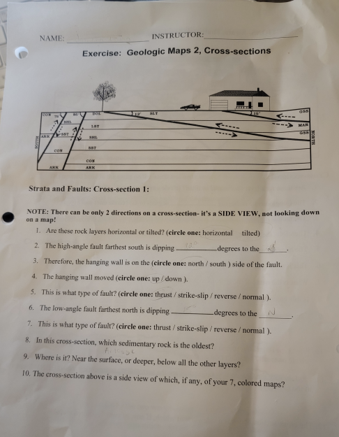 Solved Exercise: Geologic Maps 2, Cross-sections Strata and | Chegg.com